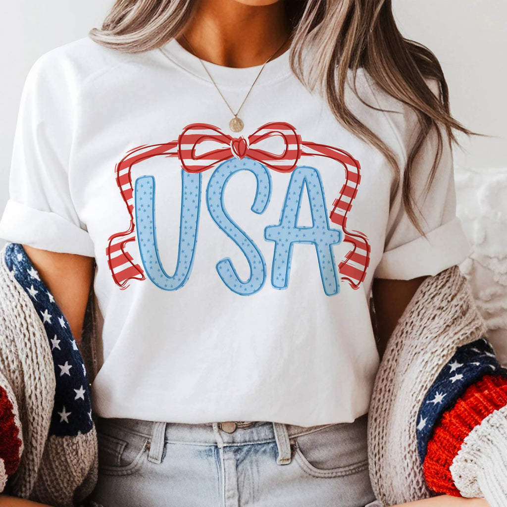 USA Bow Graphic Tee - White – Karden Lane